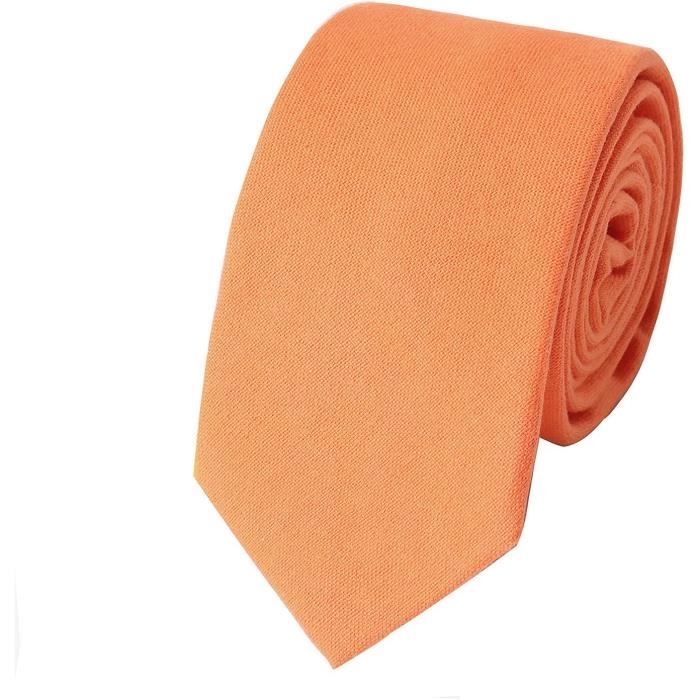 Cravate Fine en Coton pour Homme - Orange - TRAHOO Orange - Cdiscount ...