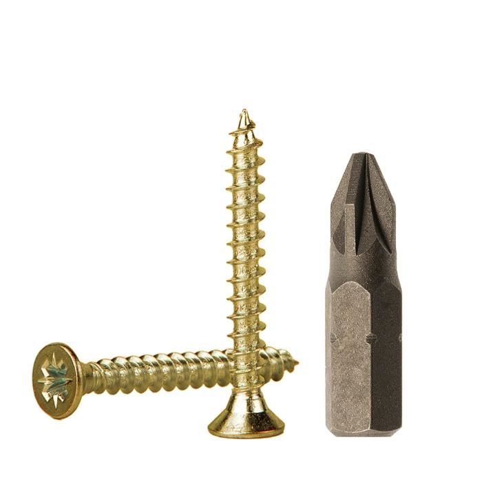 Lot De 100 Vis À Bois En Acier Zingué Jaune 3,0 X 30 Mm, Vis À Panneaux ...