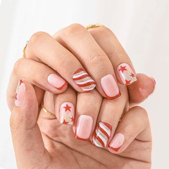 Noël Star Faux ongle rouge brillant paillettes Faux ongles rationaliser ...