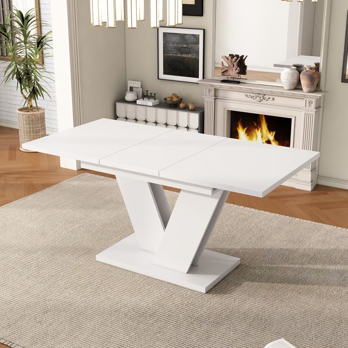 Table à manger extensible 120/160 x 80 x 75 cm pieds en V Simple style ...