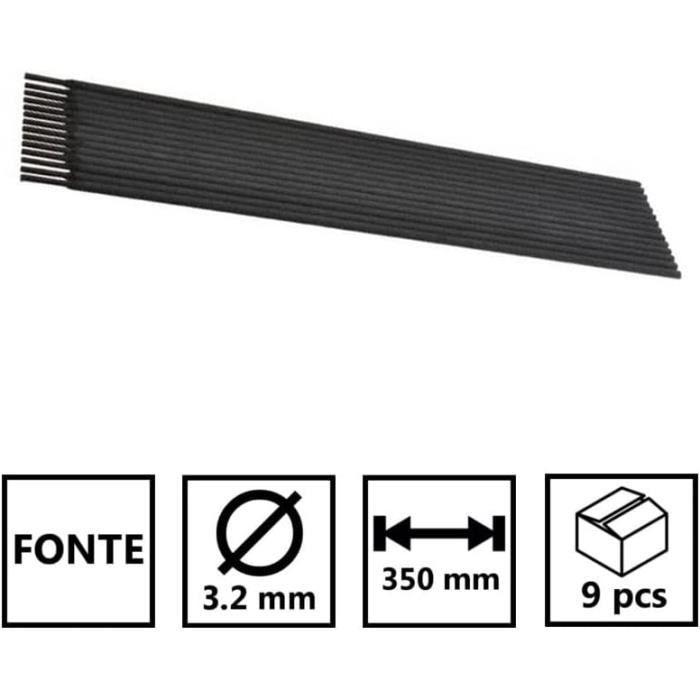 Baguettes fonte 3.2 x 350mm-Electrode soudure arc fonte-Blister de 9 ...