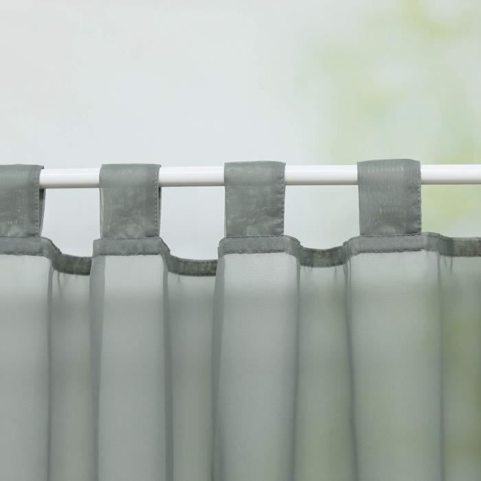 Eva Rideau Brise-Bise Uni À Passant Sans Perçage Passe Tringle En ...