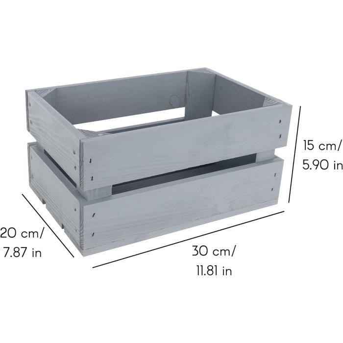 Caisse En Bois Gris | 30 X 20 X 15 Cm | Caisse Rangement Bois | Caisse ...