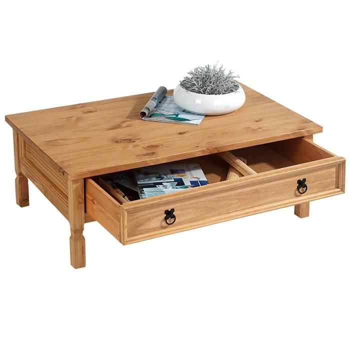 Table basse de salon TEQUILA plateau rectangulaire en bois style ...