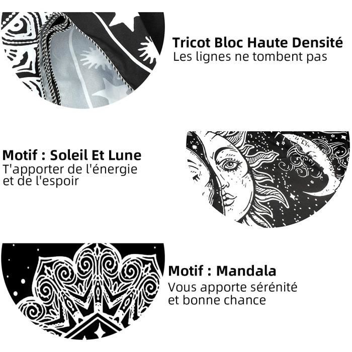 WOVTE Tapisserie Mandala Soleil et Lune Noir Blanc avec Accessoires ...