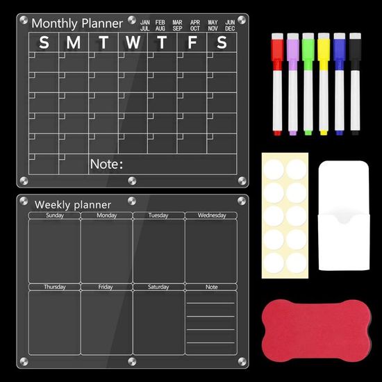 Tableau Magnetique Frigo Mensuel et Semainier, 40 x 30 cm Planning ...