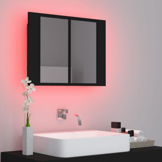 Armoire à miroir LED - DUOKON - FAN804957 - Noir - 60x12x45 cm ...