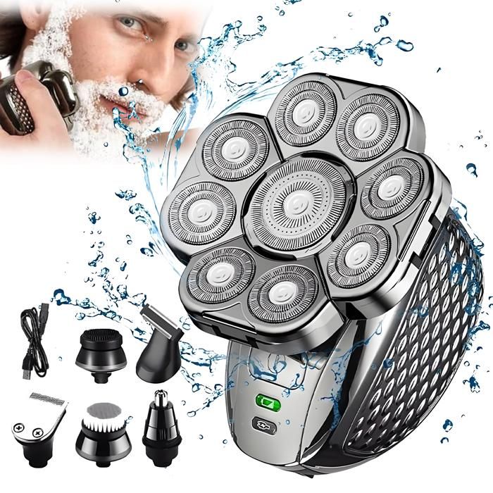 Rasoir pour hommes, 6 en 1, rechargeable, 9D, étanche, humide et sec ...