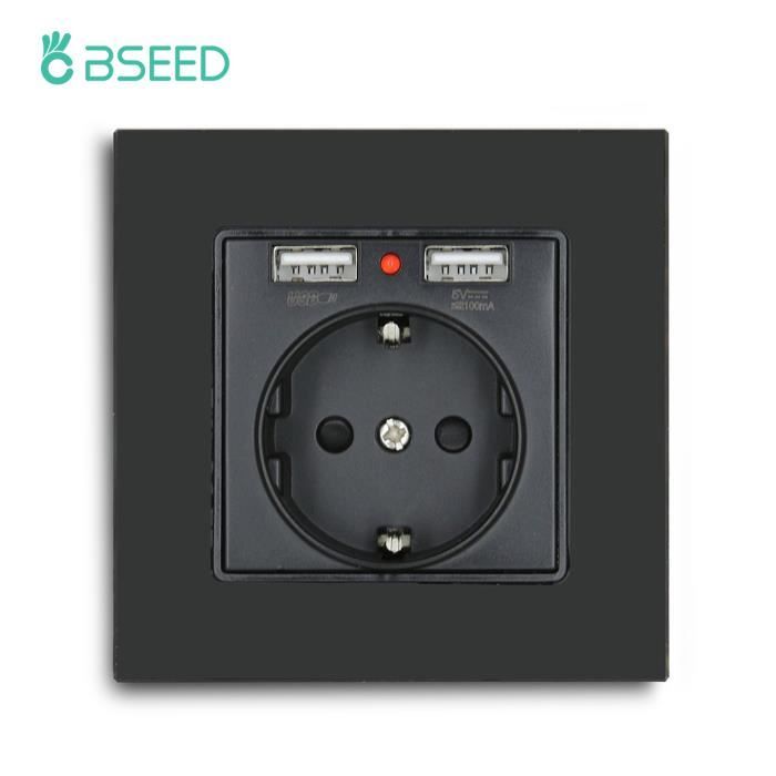 Prise USB Noir-BSEED-Prise de courant EU avec ports de charge USB ...