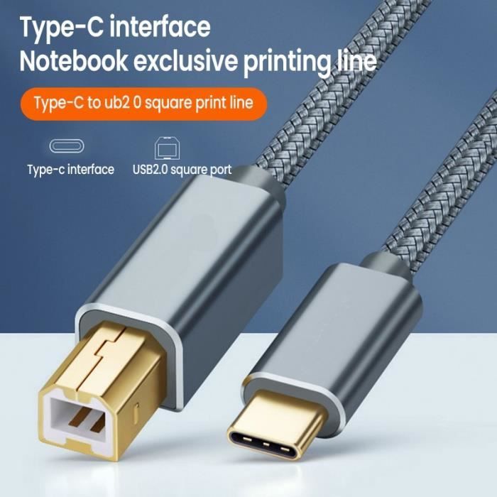 La couleur noire Câble USB C vers USB 2.0 pour imprimante, cordon d ...
