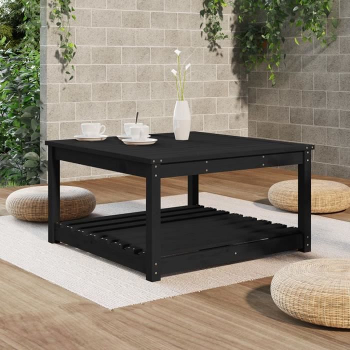Akozon Table de jardin noir 82,5x82,5x45 cm bois massif de pin ...