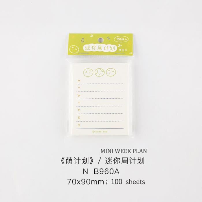 Bloc-notes - Kawaii - Mini week plan - 90x70mm - 100x140mm - 140x100mm ...