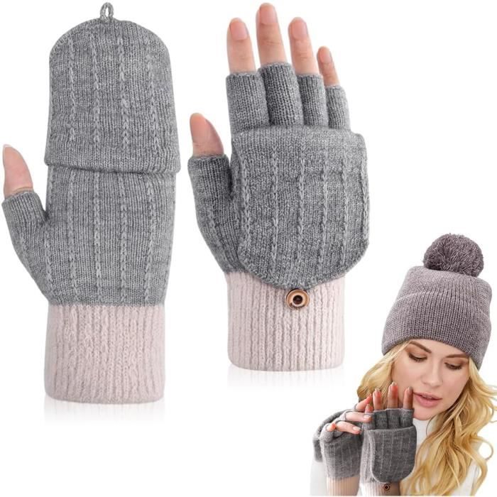 Gants Convertibles Femmes, Mitaines Sans Doigts Gants D'Hiver À Écran ...