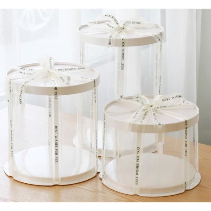 Boîte à gâteaux ronde transparente, cylindrique, motif, transparente ...