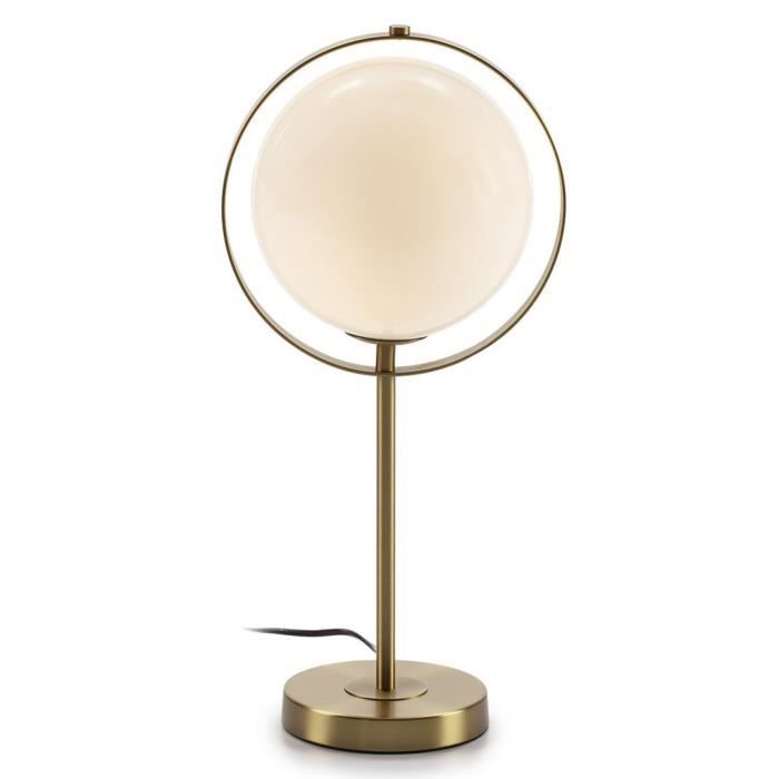 Lampe de table verre blanc et pied métal doré Orepa - Cdiscount Maison