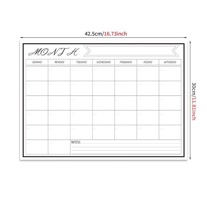 Tableau blanc magnétique - BBT - A3 - Effaçable à sec - Calendrier ...