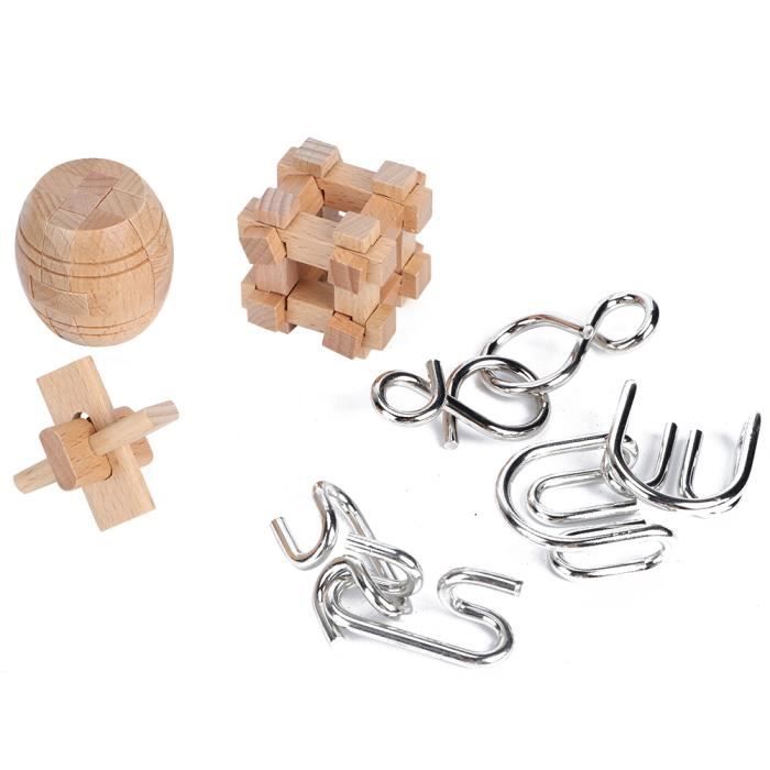 Drfeify Jouets de puzzle 6 pièces bricolage en bois métal Puzzle jeux ...