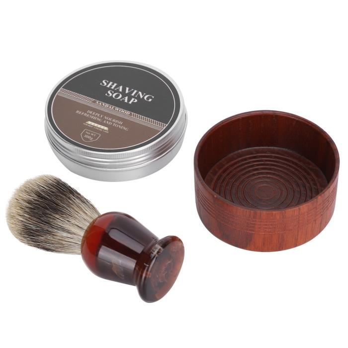 Ensemble de Brosse à Barbe Bol de Rasage en Bois Savon Soin de Barbe ...