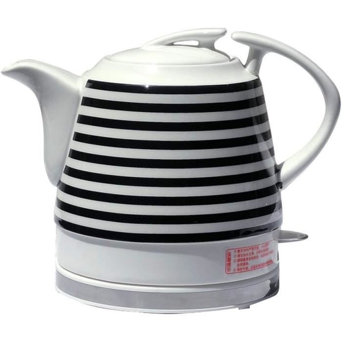 Bouilloire Électrique En Céramique Rayures Noires Et Blanches Base ...
