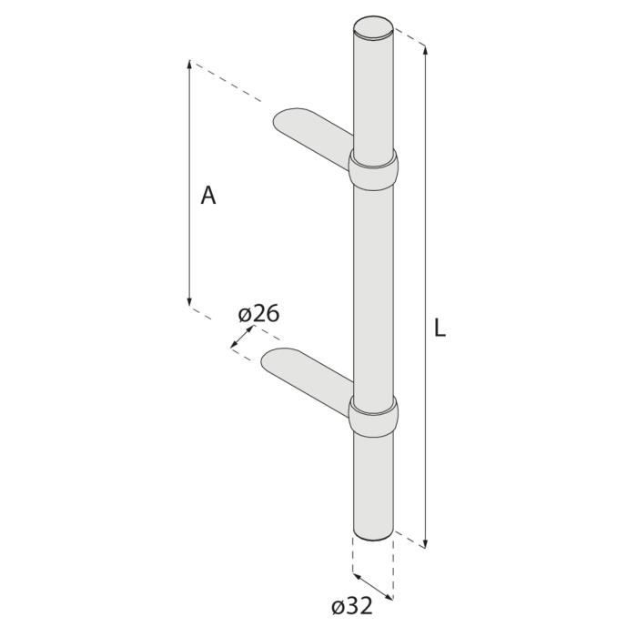 Poignée de porte battante entraxe réglable Long. en mm 350 Ent ...