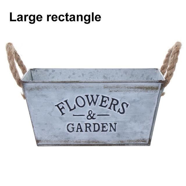 POT DE FLEUR,rectangle L--Pot de fleurs rustique avec poignées en ...
