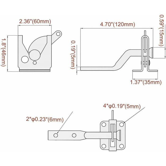 Verrou de Portail Verrouillage automatique-Serrure Mtal Boulon-Loquet ...