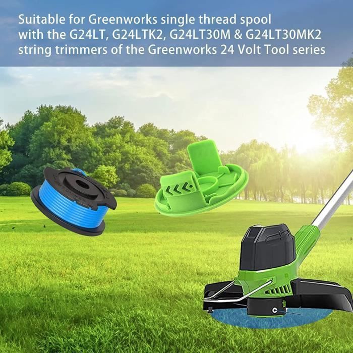 Bobine de fil de rechange pour débroussailleuse Greenworks G24LT - 10 bobines + 2 capuchons ...