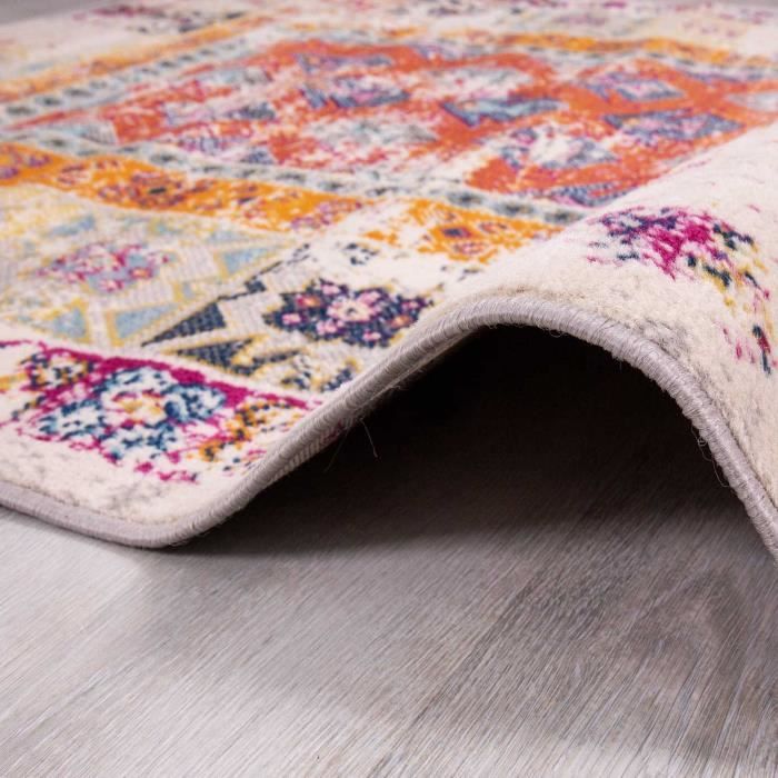 Tapis vintage multi rose Salon 160x220 cm - Cdiscount Maison