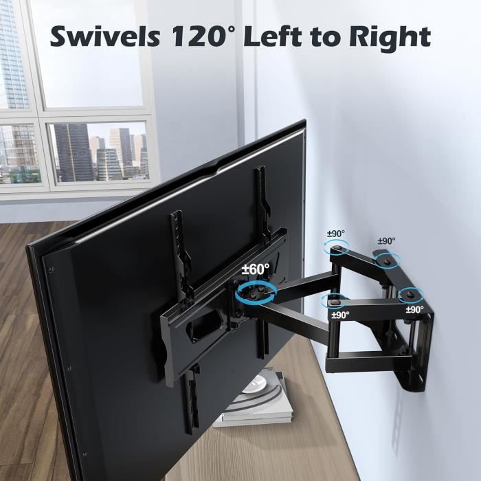 Support Mural TV Orientable et Inclinable, Support TV Mouvement Complet ...