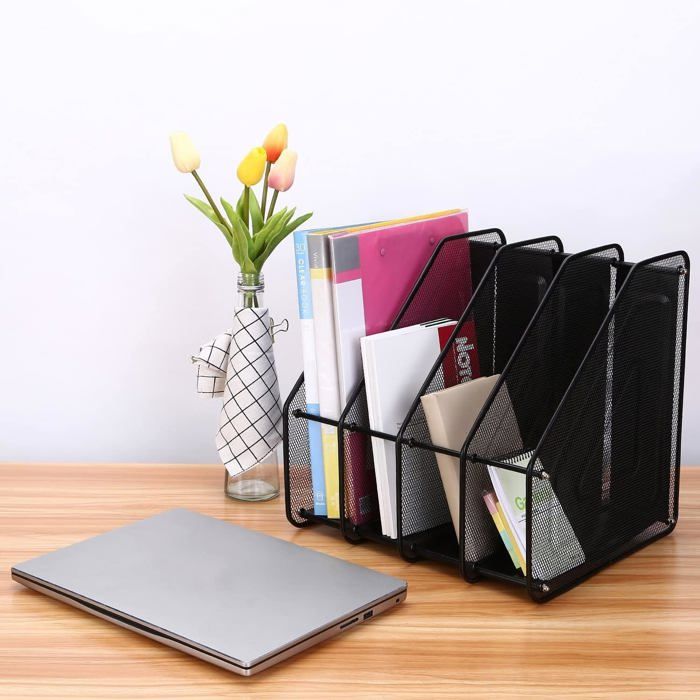 Porte-Revues De Bureau, 4 Compartiments Range-Revues Bureau En Métal ...