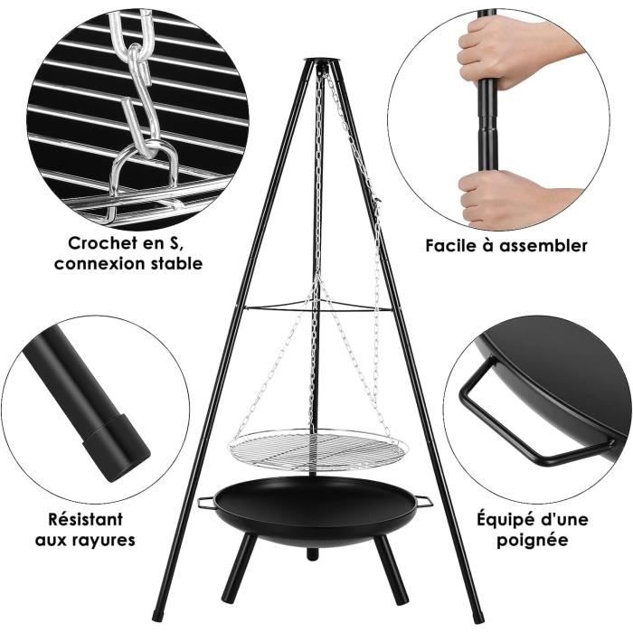 Brasero Exterieur avec Gril Suspendu, Brasero Exterieur Ø60cm, Gril ...