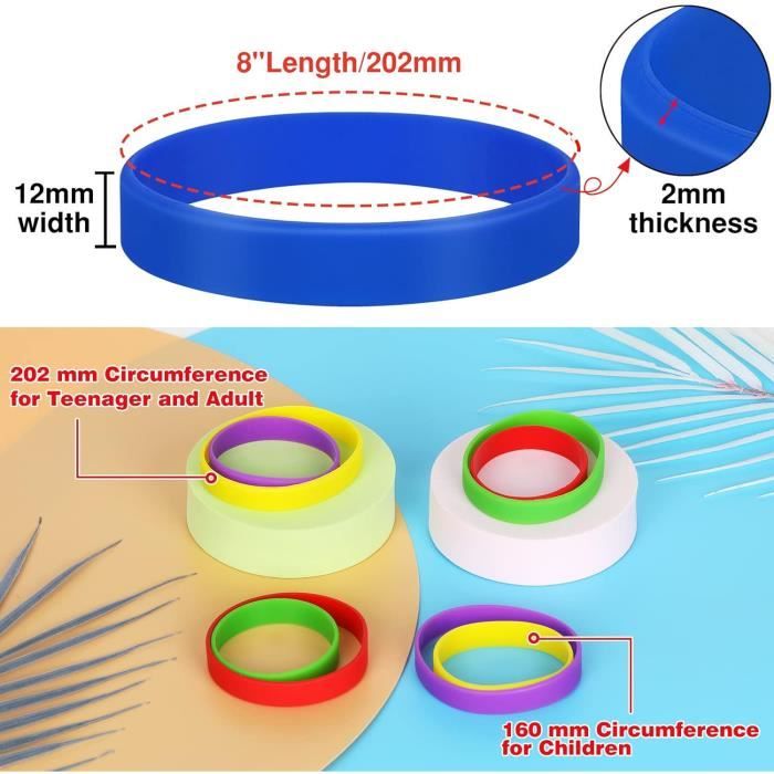 100 Pièces Bracelets En Silicone Vierges, Bracelet Élastique En ...