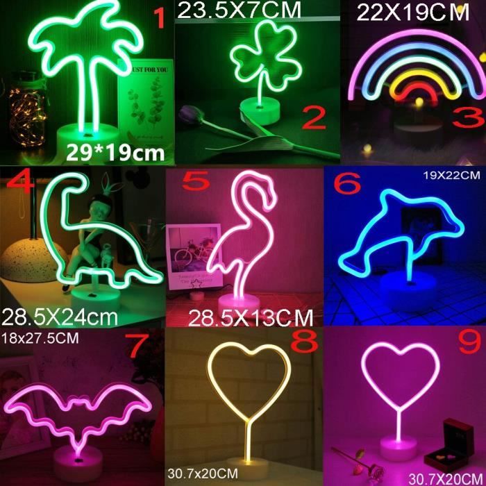 NEON,Group B-1--Lampe néon Led arc en ciel 17styles avec piles USB ...