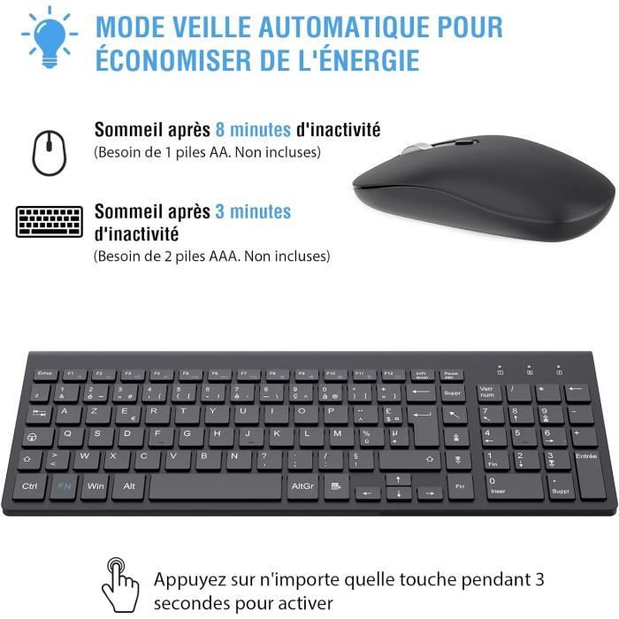 Ensemble Clavier Et Souris Sans Fil, Claiver Azerty Français, Combo ...