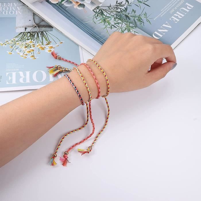 30 Pcs À La Main Wrap Amitié Bracelet Tressé Pour Femmes Corde Bracelet ...