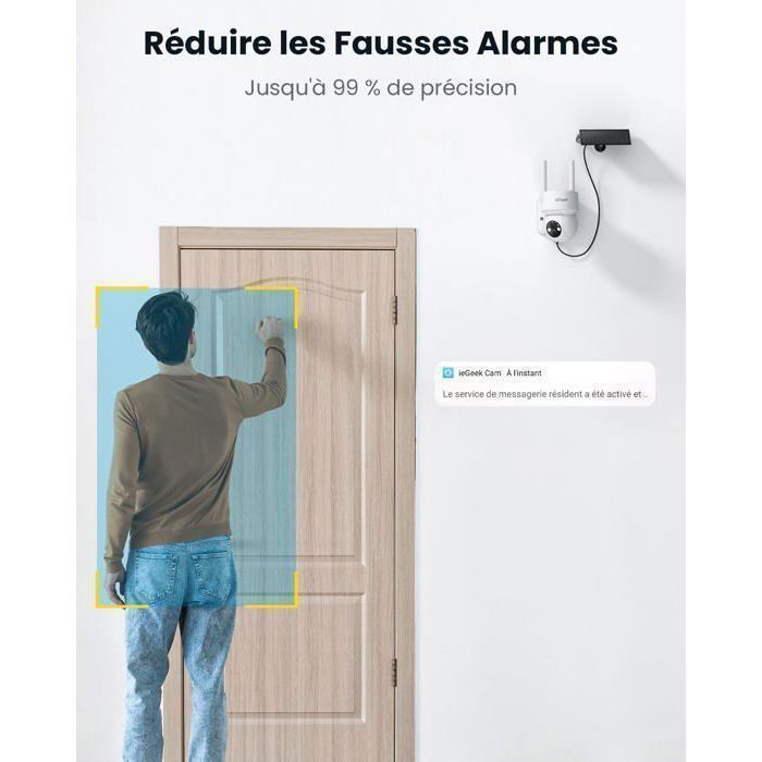 IeGeek Camera Surveillance Exterieure 2K Sans Fil IP66 étanche, PTZ360 ...