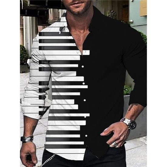 Chemise homme de luxe KJEHOME - Simple boutonnage - Manches longues - Imprimé losange ...