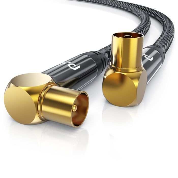 Câble coaxial - Primewire Premium - 135 dB - Plaqué or - 90° coude ...