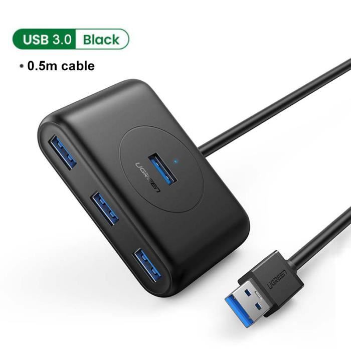 USB 3.0 - 0,5 m - Hub USB 4 Ports, 5Gbps, adaptateur de clé USB pour disques durs, MacBook Pro ...