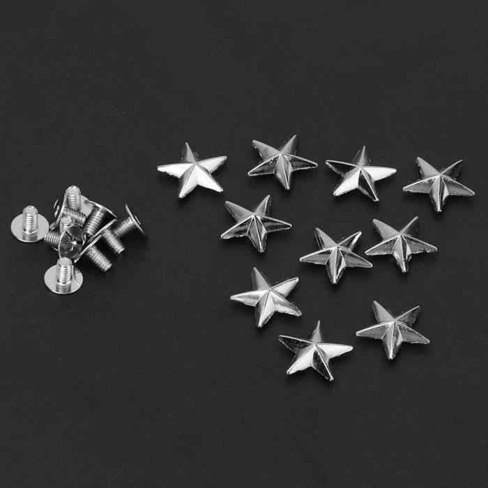 Rivet de vêtement 10 pièces en métal étoile goujon Rivet vis à pointe ...