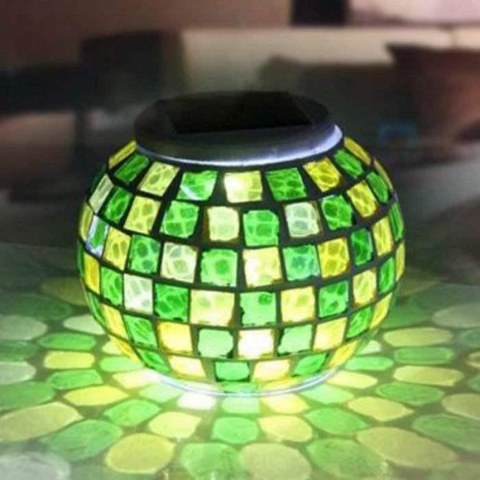 Lampe Solaire Ronde Et Étanche En Mosaïque De Verre Avec Led À ...