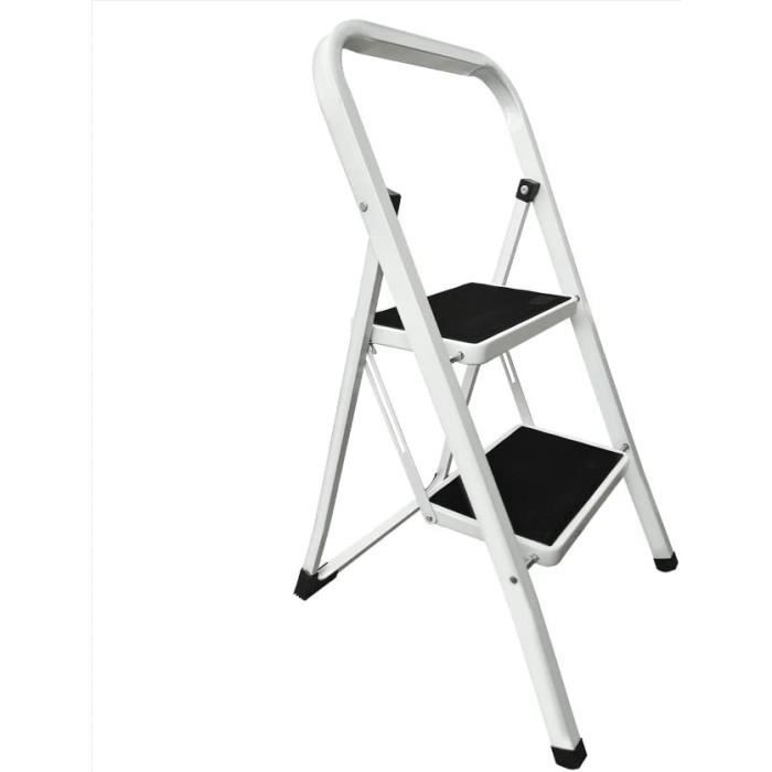 Escabeau pliable 2 marches - Stable - En acier - Antidérapant - Peut ...