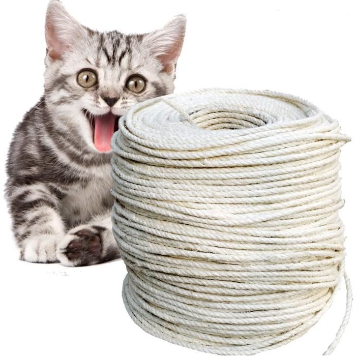 Corde en sisal de 6 mm d'épaisseur 80M, Naturel pour grattoir pour Chat ...