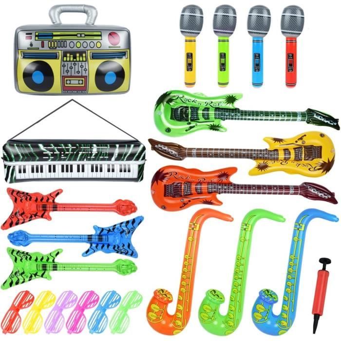Instruments Gonflable 22Pcs, Guitare Gonflable pour Enfants, Fun ...