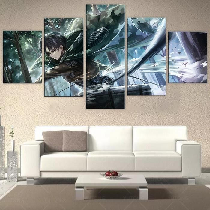 DTR-300 Affiche de dessin animé levi-ackerman attaque sur les titans, 5 ...