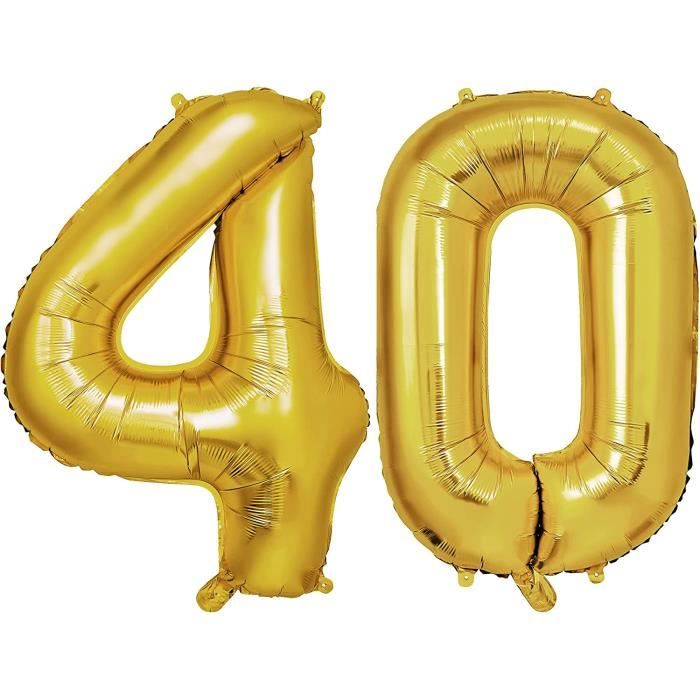 Ballon Anniversaire 40 Ans Or - 101 Cm Ballon Chiffre Numéro 40 Doré ...