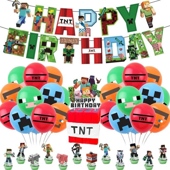 39 Pièces Miner Gamer Thème Décorations De Fête,Avec Happy Birthday ...