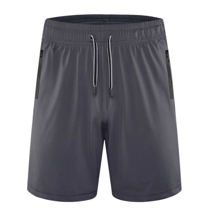 Short de Sport Homme Taille Elastiquée avec cordon Poche zipée Séchage ...