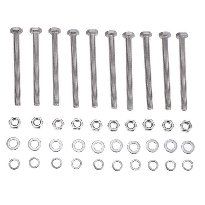 10 Sets Stainless Steel Hex Head Bolts Hexagon Screws Nuts Furniture ...