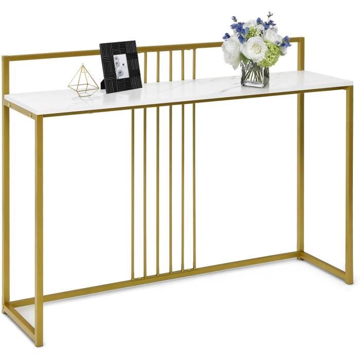LIFEZEAL Table Console Aspect Marbre Doré, Meuble d’Entrée avec ...